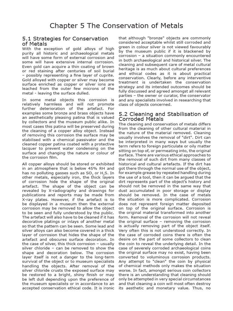 Conservation Strategies for Metals | PDF | Corrosion | Iron