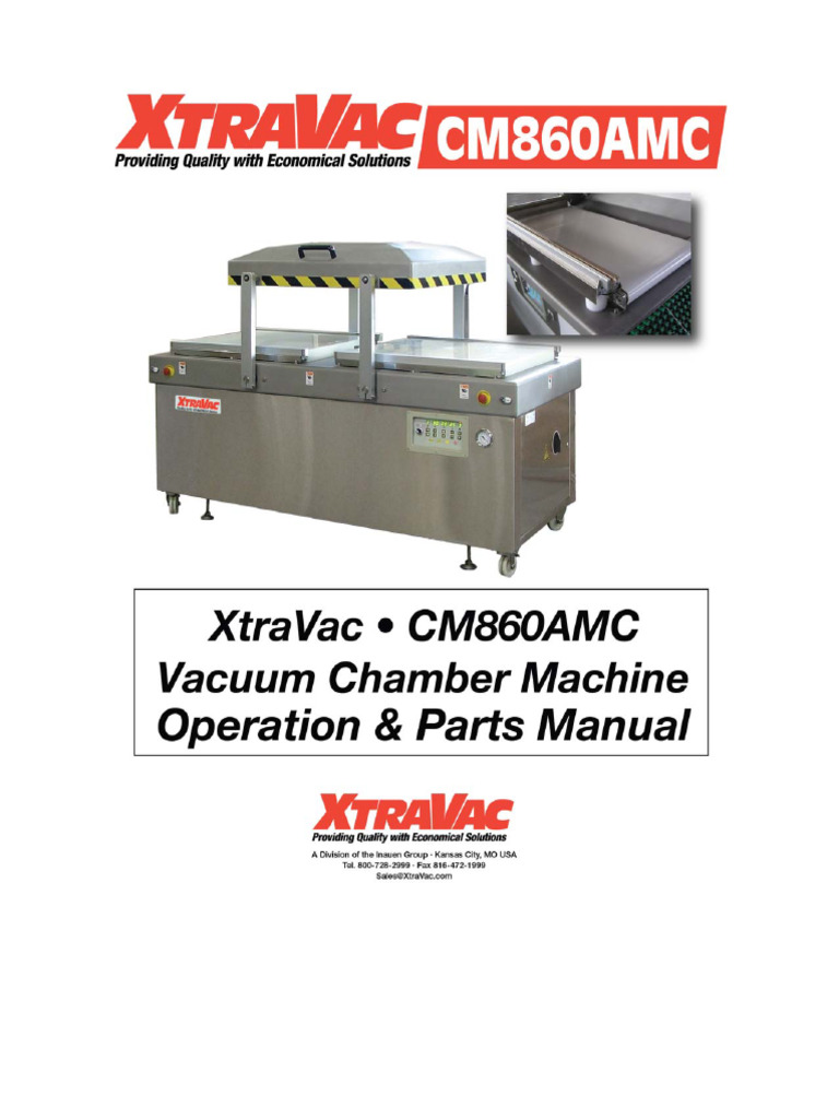 XtraVac CM860A MC Chamber Machine Manual | PDF | Valve | Screw