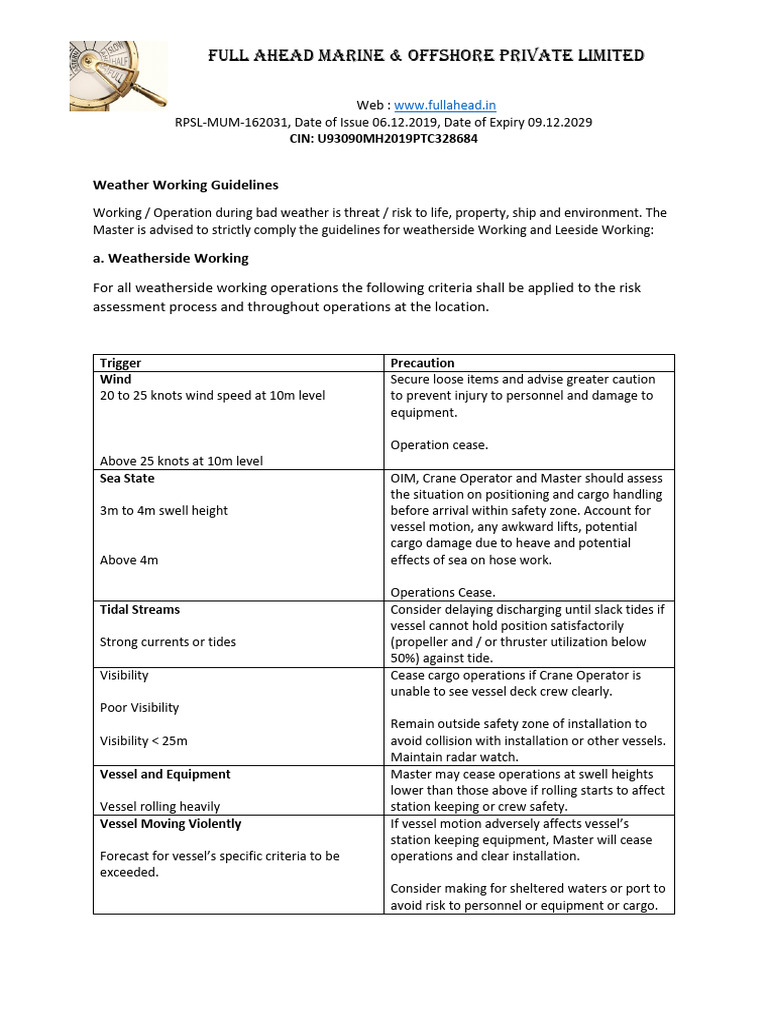 Marine Weather Safety Guidelines | PDF | Ships | Water Transport