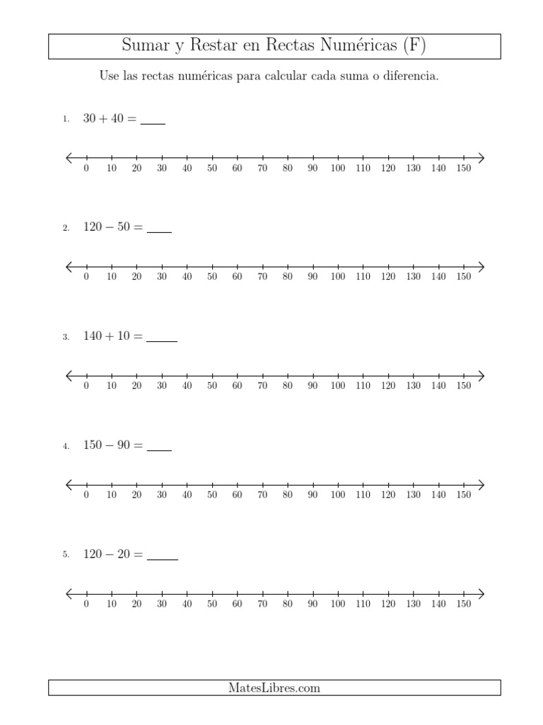 Rectas Num Escribir Suma Resta Max150 Int10 006.1442409009 | PDF