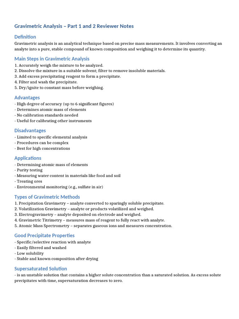 Gravimetric Analysis Overview and Methods | PDF | Solubility ...
