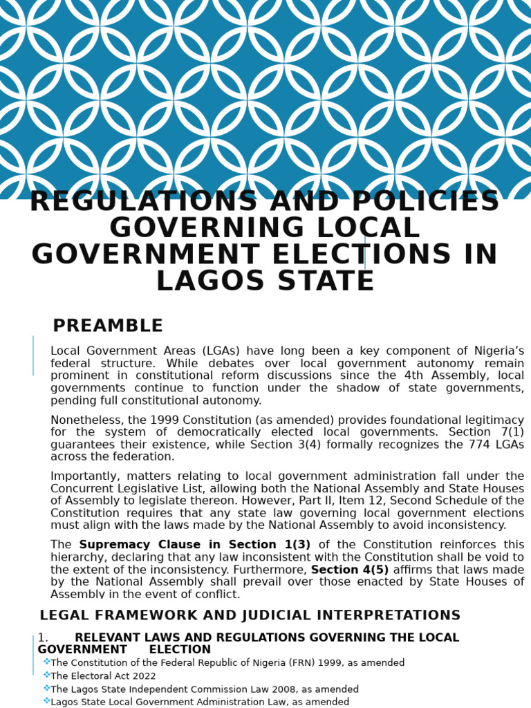 Lagos State Local Government Election Regulations | PDF | Governance ...