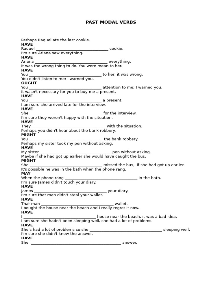 Past Modal Verbs | PDF
