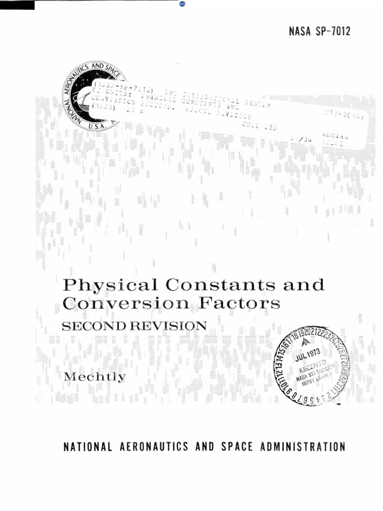 NASA-SP-7012 The International System of Units - Physical Constants and Conversion Factors | PDF ...