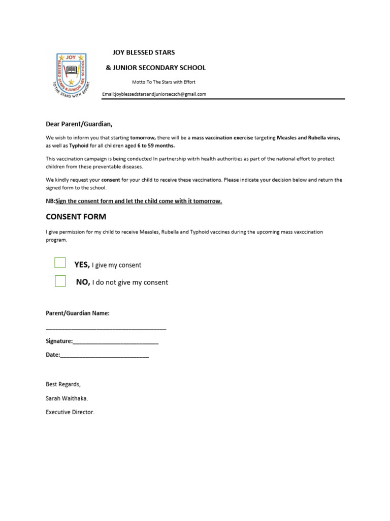 Joy Blessed Stars Consent Form. | PDF