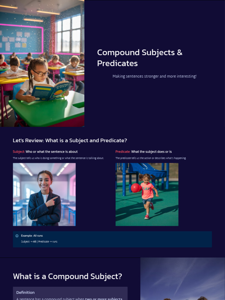 Understanding Compound Subjects & Predicates | PDF | Subject (Grammar ...