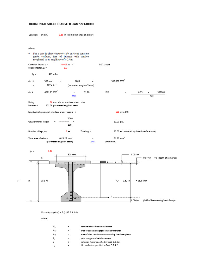 Bridge 4 - Horizontal Shear Transfer - Interior Girder - Page 1 To 7 ...