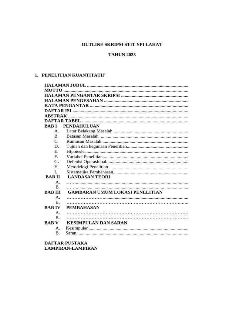 Outline Skripsi STIT YPI Lahat 2025 | PDF
