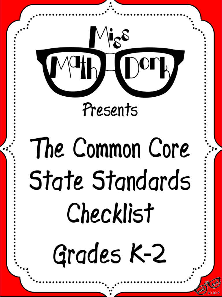 K-2 Common Core Standards Checklist | PDF | Equations | Numbers
