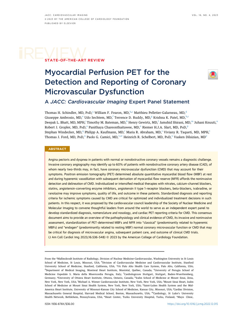 Schindler Et Al Myocardial Perfusion Pet For The Detection and ...