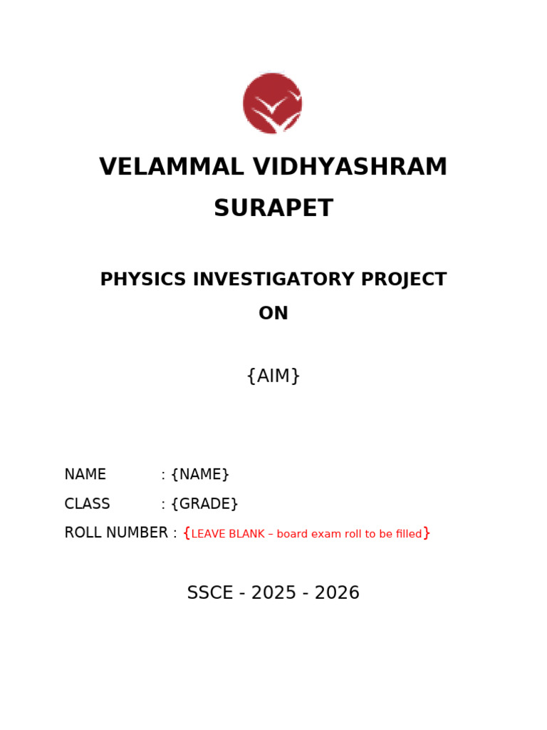 Physics Project Template 2025-2026 | PDF