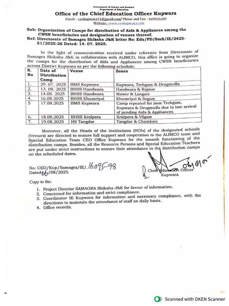 Distribution Camp Schedule Kup | PDF