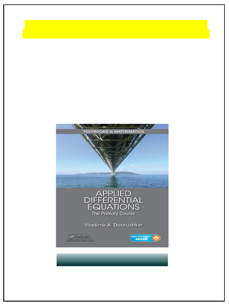 Applied Differential Equations The Primary Course 1st Edition Vladimir ...