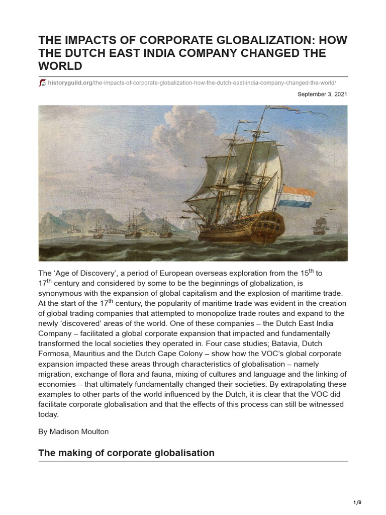 Week 2 Case Dutch East India Company | PDF | Taiwan | Globalization