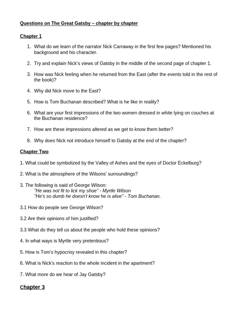 Chapter 2 Analysis of The Great Gatsby | PDF | The Great Gatsby