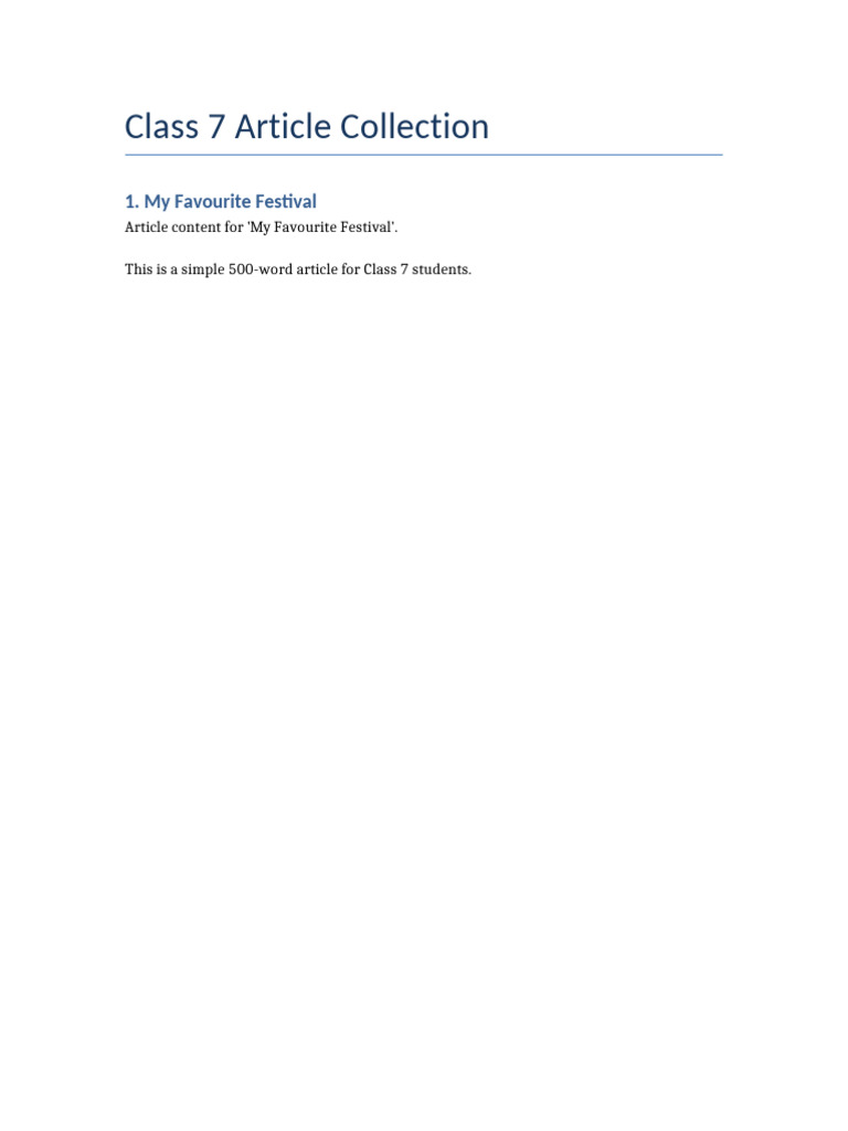 Class 7 Article Collection Guide | PDF | Chess | Chess Theory