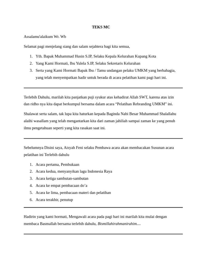 Teks MC Umkm Fix | PDF