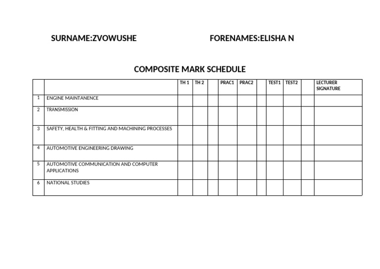 Mark Schedule Auto | PDF