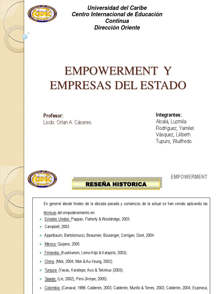 Diapositivas Empoderamiento | PDF | Calidad (comercial) | Liderazgo