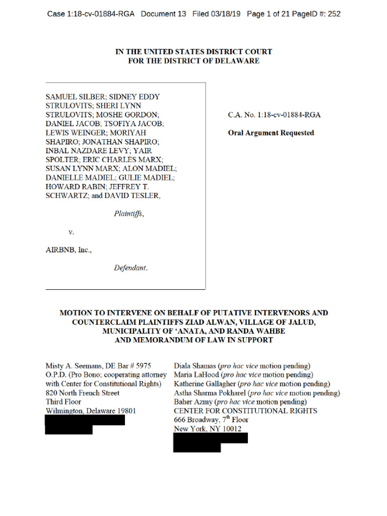 13 3-18-19 Motion To Intervene Redacted Web | PDF | Israeli Settlement ...