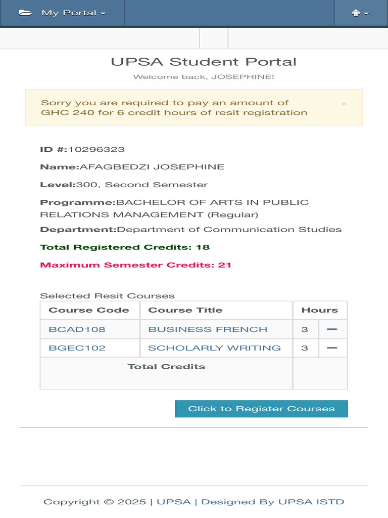 UPSA Student Information System | PDF