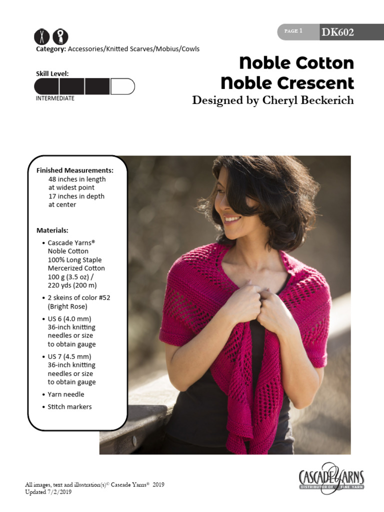 DK602 Noble Cotton Noble Crescent | PDF | Knitting | Basic Knitted Fabrics