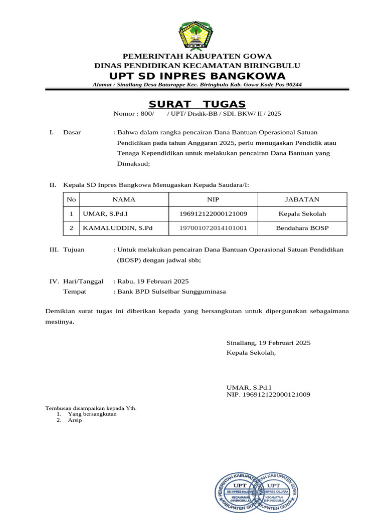 SRT Tugas BPD 2025 | PDF