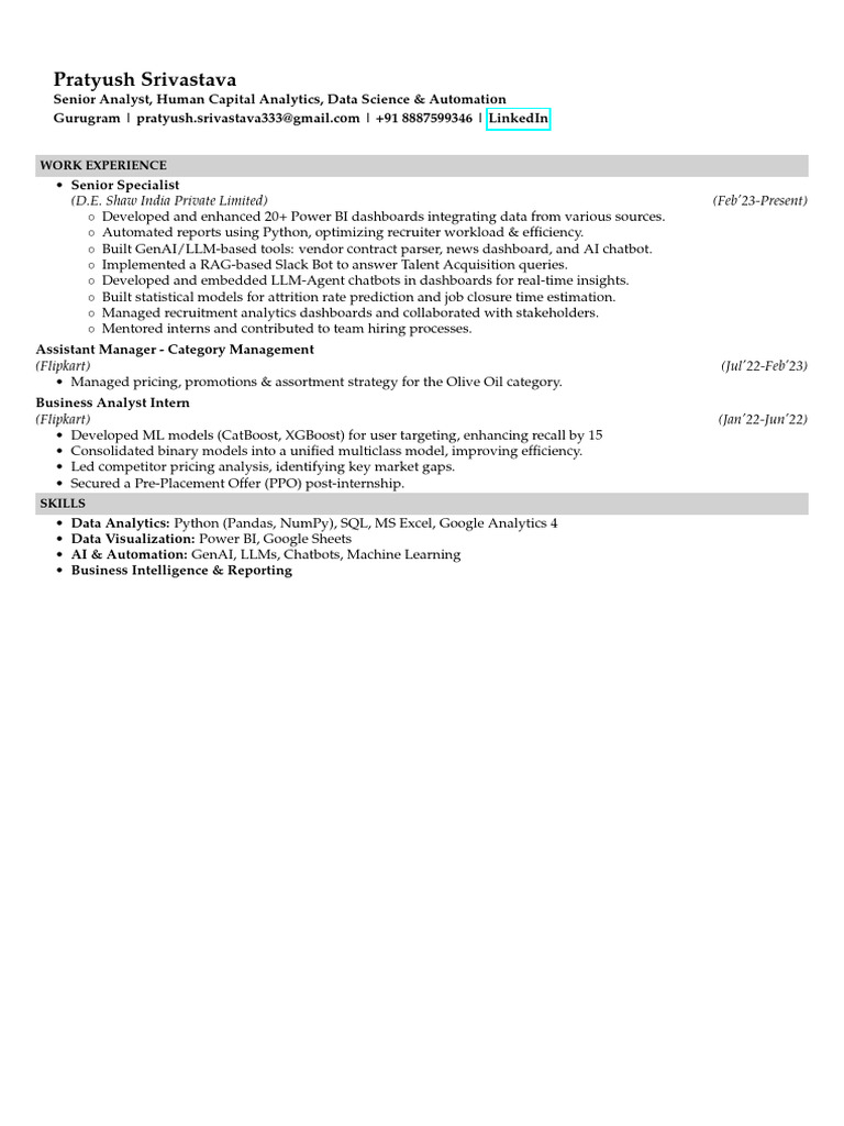 IIT Bombay Resume Template 2021 | PDF