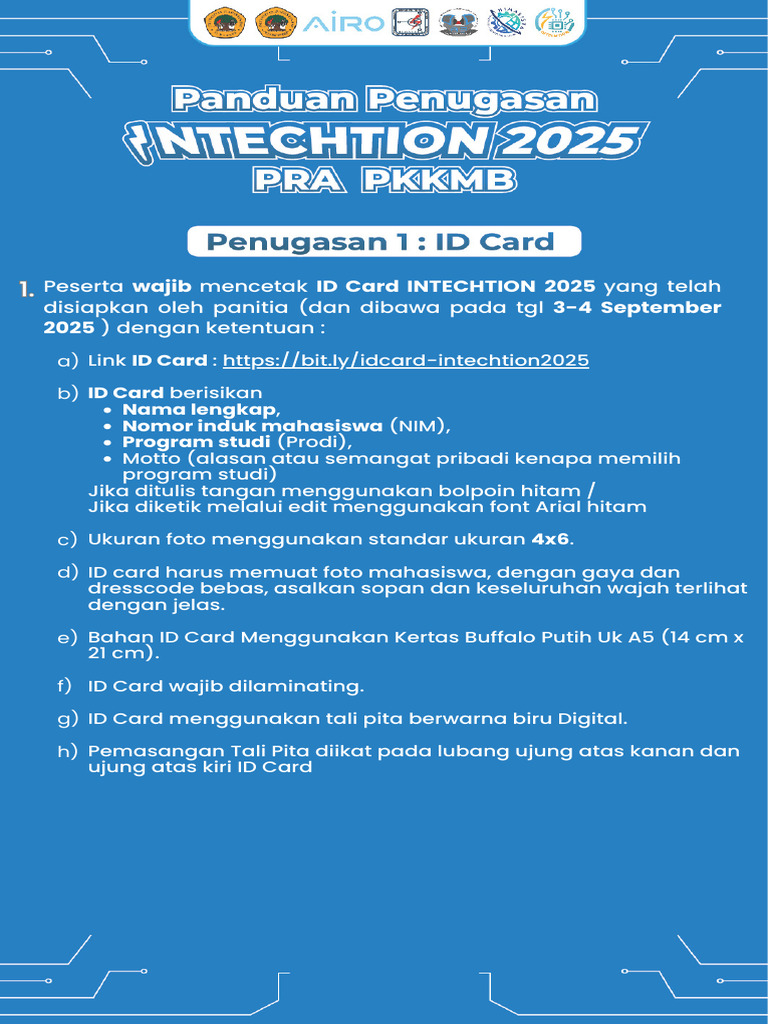 Panduan Penugasan (Pra PKKMB) - Intechtion 2025 | PDF