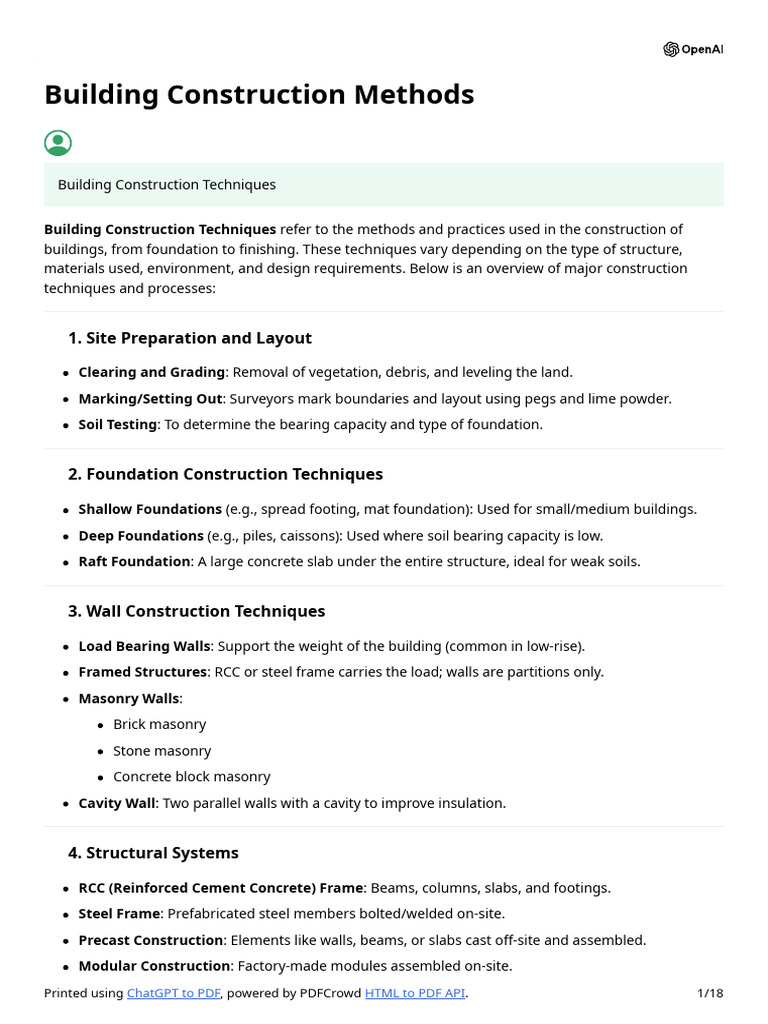 Building Construction Methods | PDF | Concrete | Wall