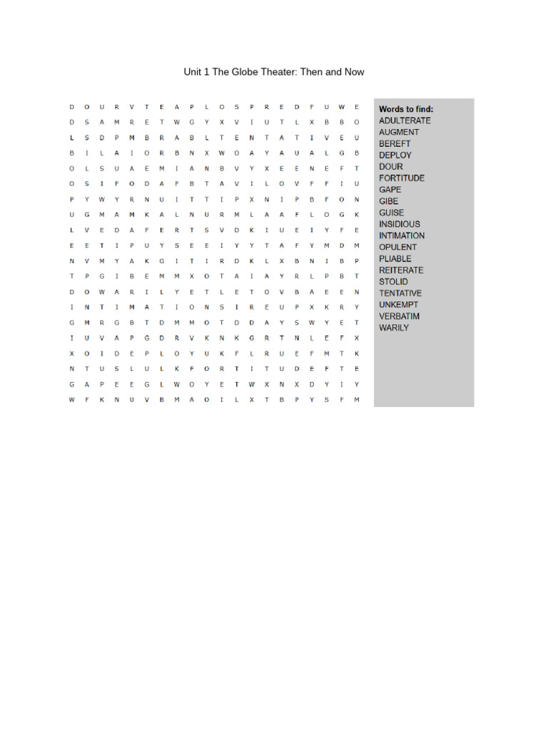 Unit 1 Word Search | PDF