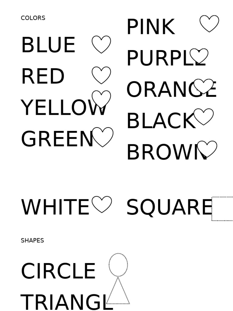 Colors, Shapes, Numbers, and School Items | PDF