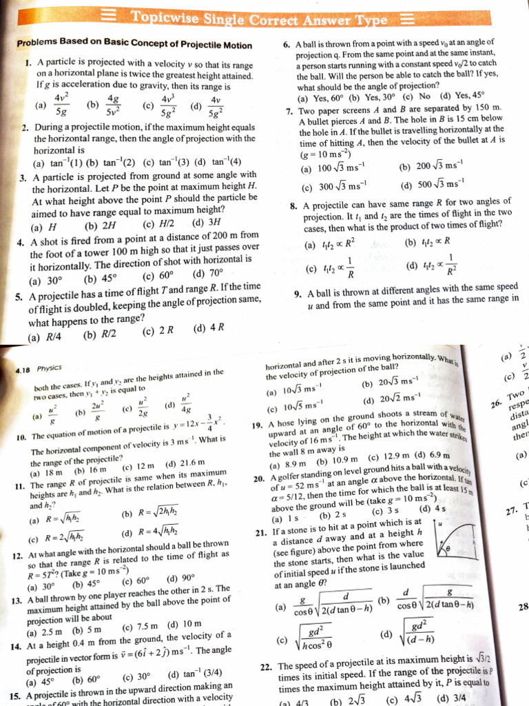 Projectile Motion Problem Set | PDF | Projectiles | Dynamics (Mechanics)