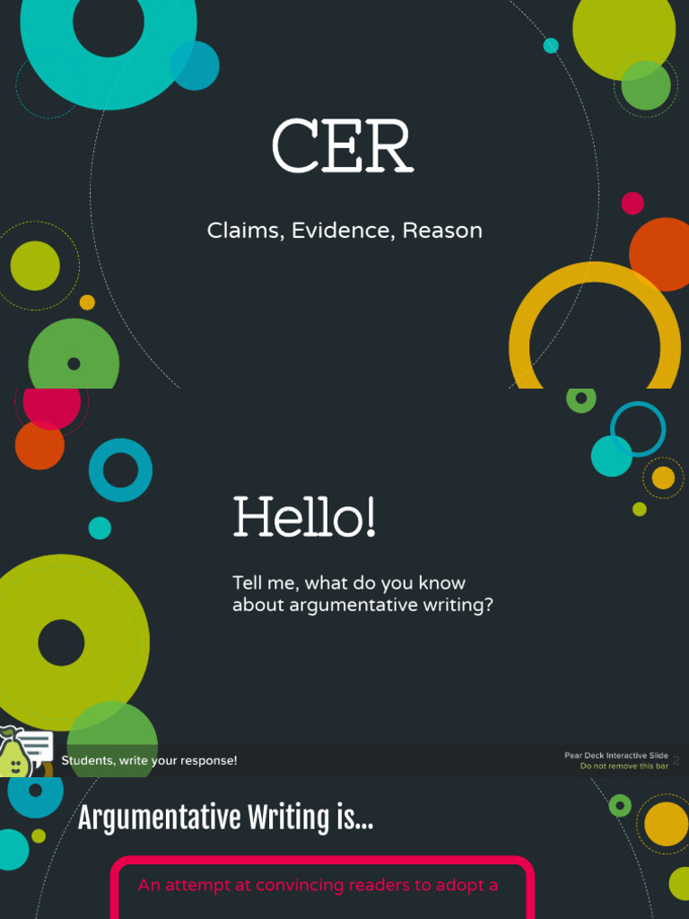 Mastering Argumentative Writing with CER | PDF | Evidence | Reason