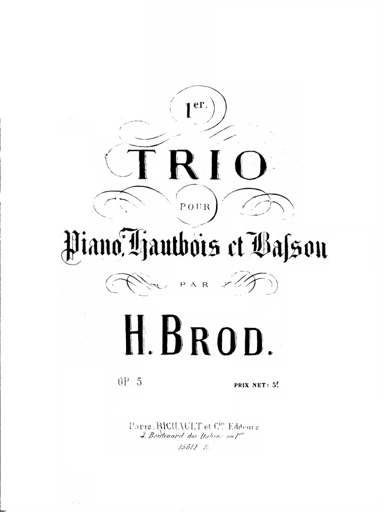 BROD, Trío para Oboe, Fagot y Piano Op. 5 | PDF