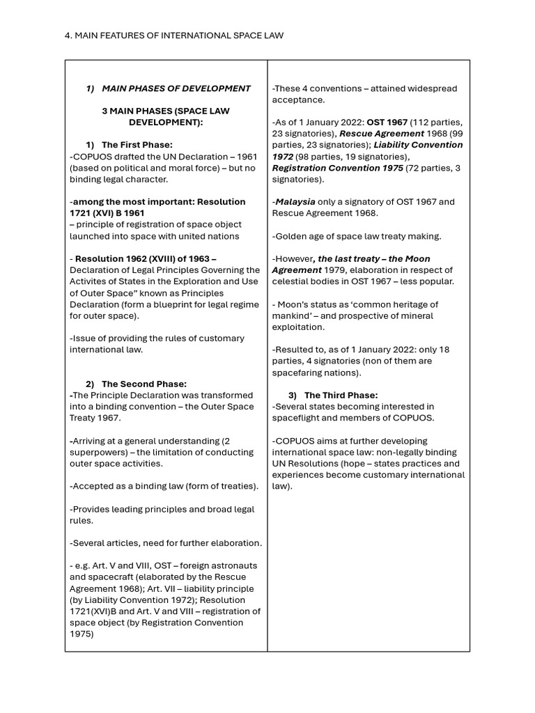 Key Phases of International Space Law | PDF | Outer Space | Spaceflight