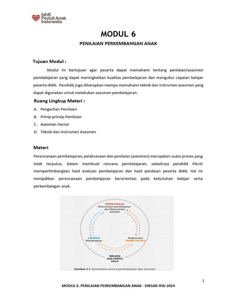 Modul 6 Penilaian Perkembangan Anak - 2024 | PDF