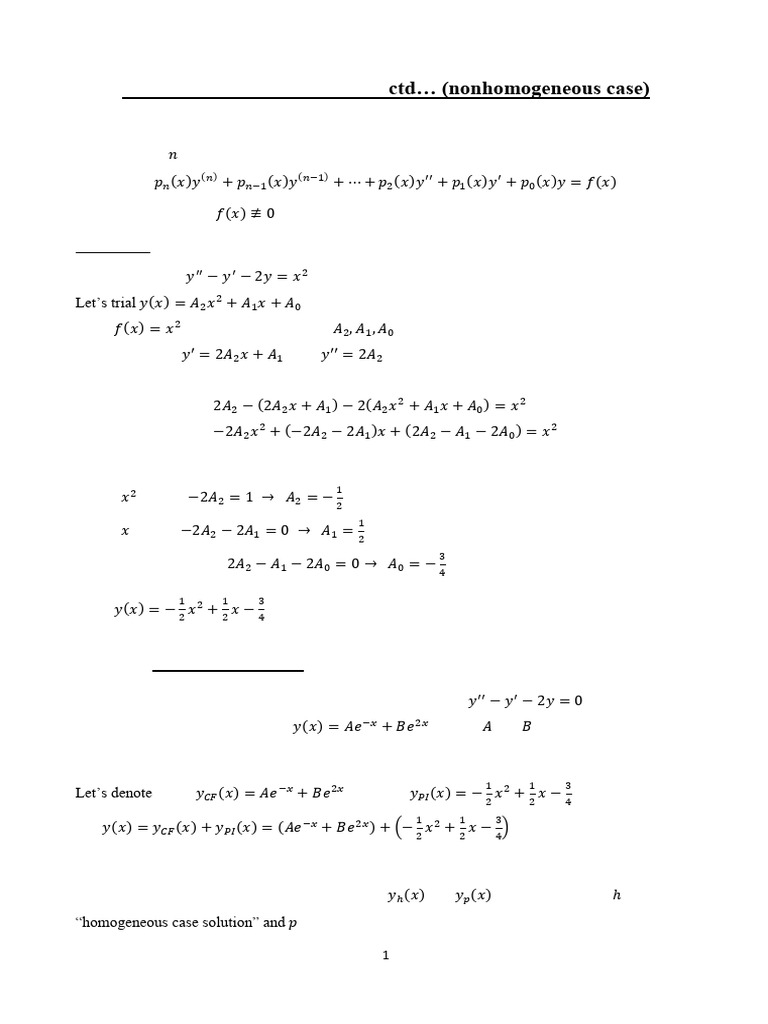Nonhomogeneous Linear Differential Equations | PDF | Polynomial ...