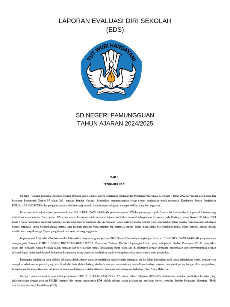 Laporan Eds 2024-2025 Sdn Pamungguan | PDF