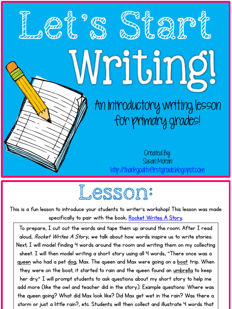 Let's Start: An Introductory Writing Lesson For Primary Grades! | PDF