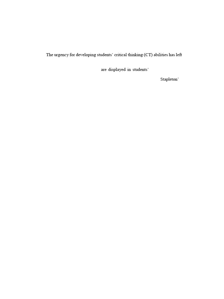Fostering Critical Thinking Skills Through Argumen | PDF | Argument ...