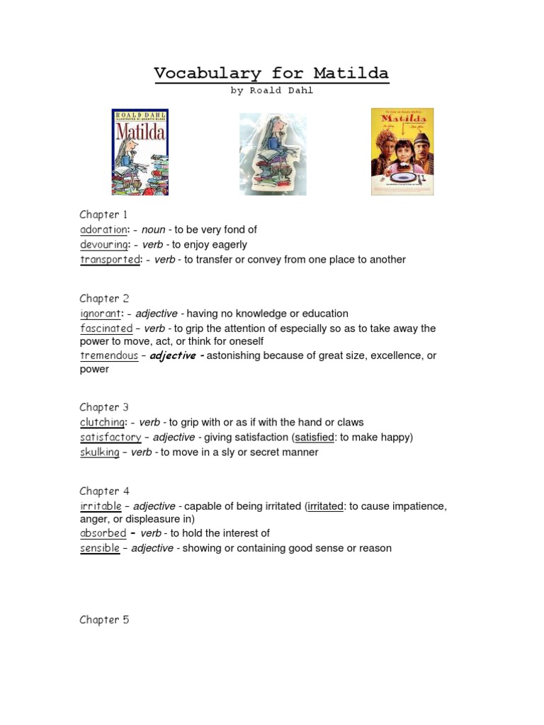 Vocabulary For Matilda | PDF | Adjective | Rules