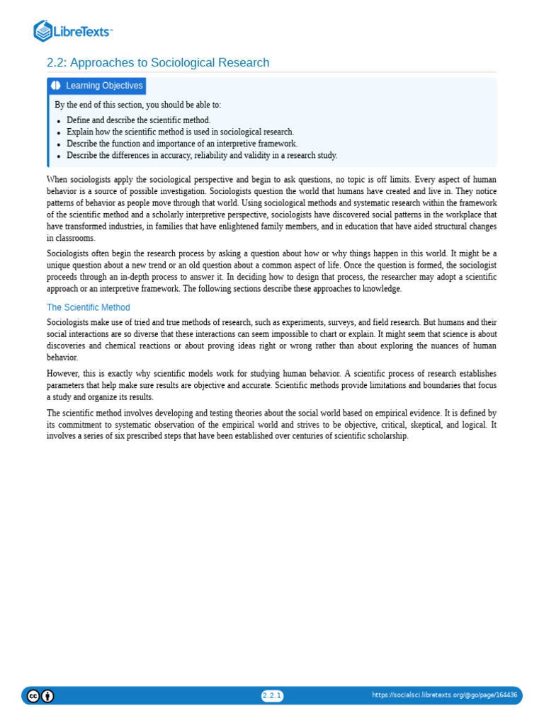 Approaches to Sociological Research | PDF | Sociology | Scientific Method