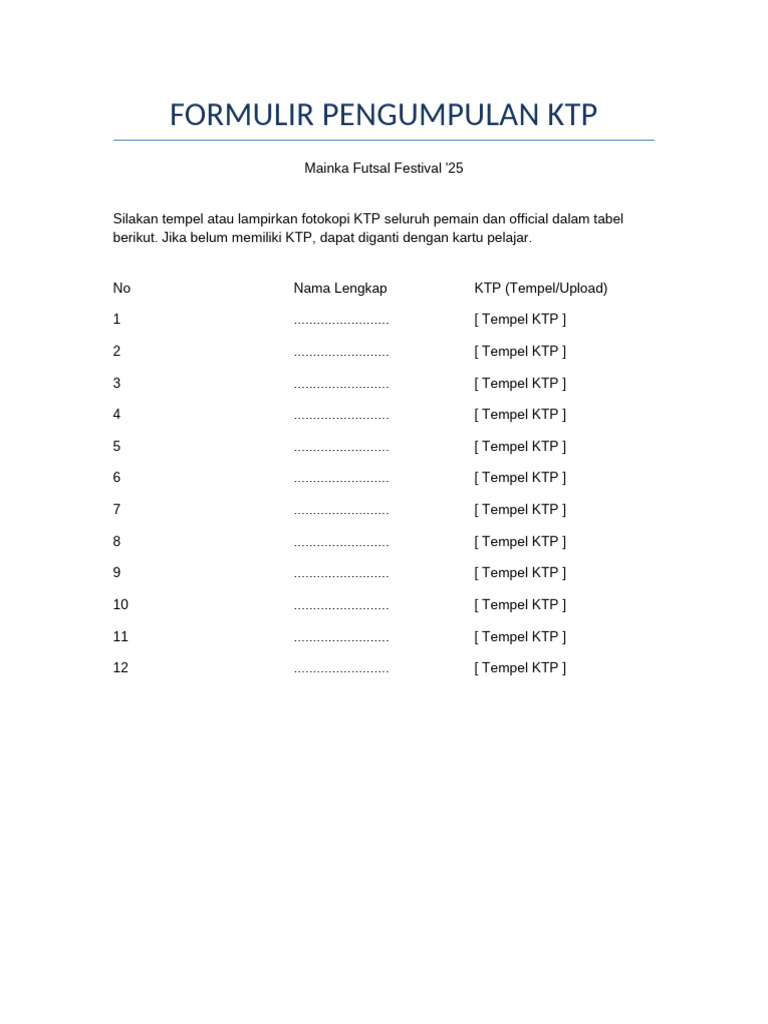 Formulir Pengumpulan KTP-1 | PDF