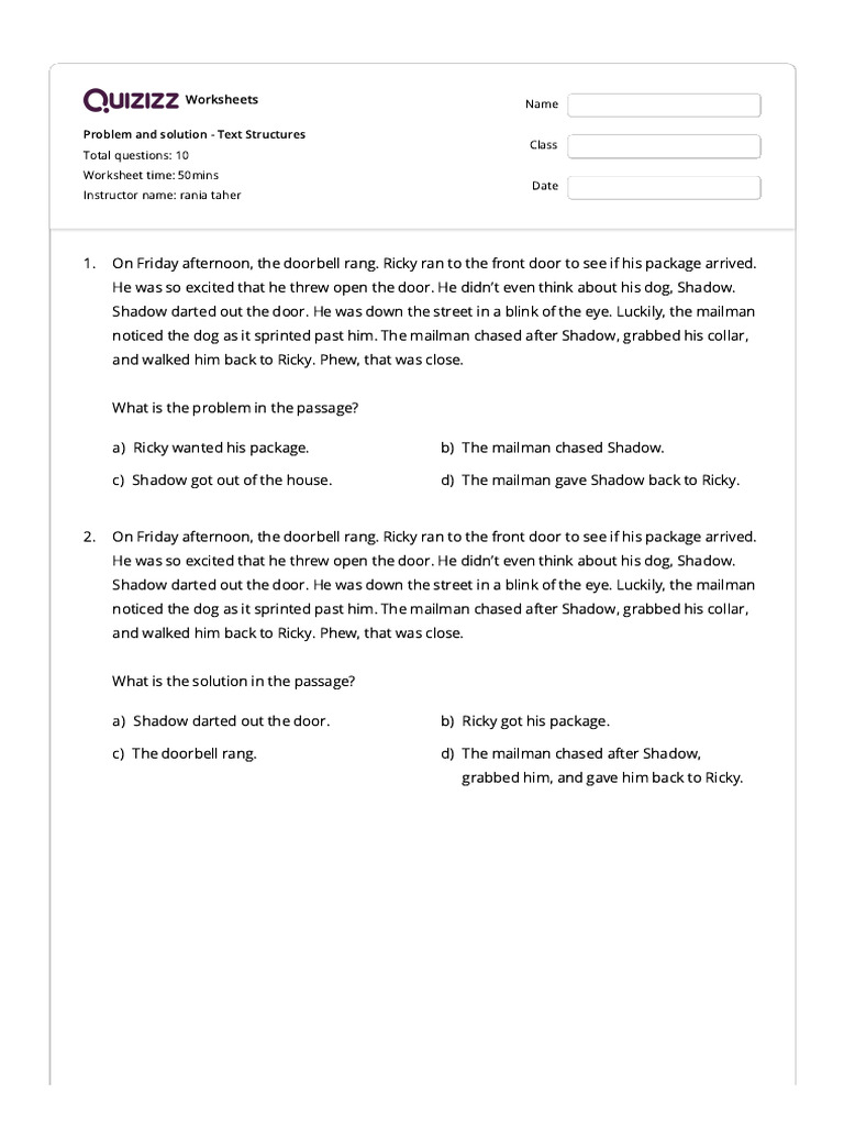 Problem-Solution Worksheets for Kids | PDF | Coast