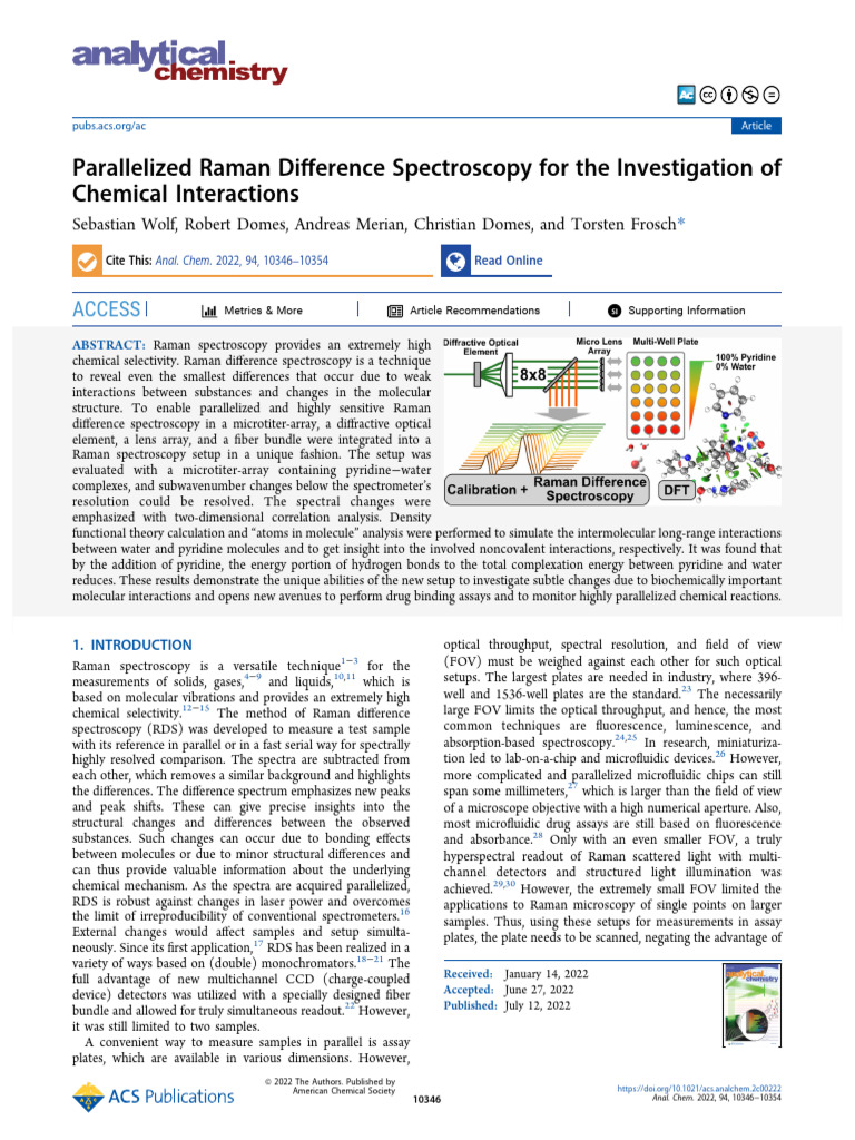 Parallelized Raman Spectroscopy Insights | PDF | Raman Spectroscopy ...