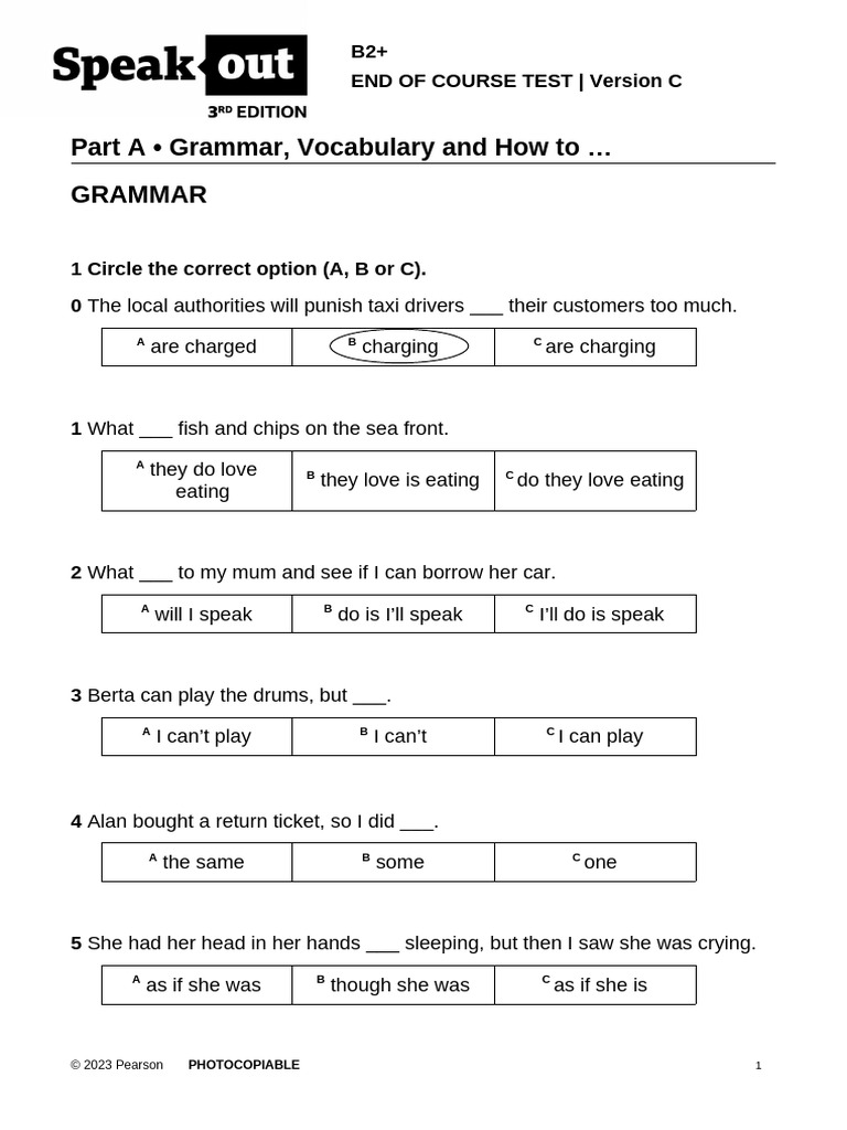 SO3 B2+ End of Course Test U1-8C | PDF | Second Language