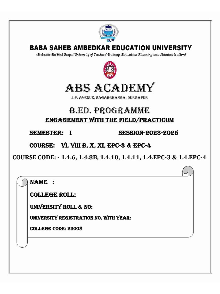 FORMAT PRACTICUM 23-25 Cover Page Course Wise Update | PDF