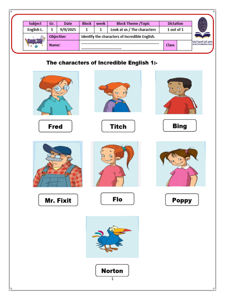 The Characters of Incredible English | PDF