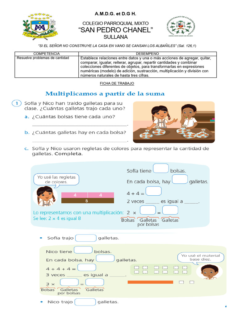 Ficha de Trabajo Multiplicación Como Suma Repetida | PDF